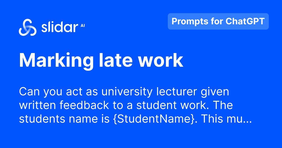 Marking late work - Free Prompts for ChatGPT